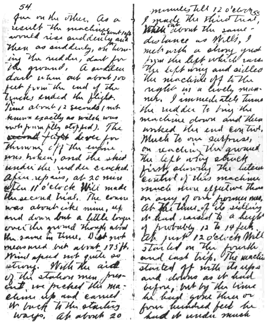 Orville Wright's Diary: December 17, 1903